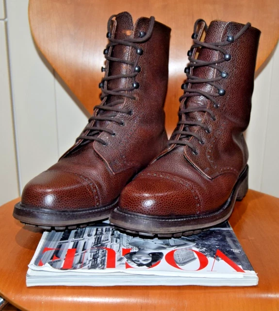 BARBOUR VINTAGE ITSHIDE Brogue Commando Style Leather Boots UK 8.5 8 1/ ...