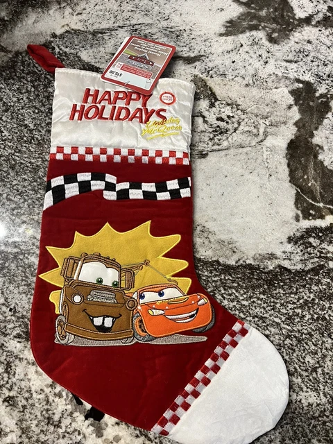 DISNEY PIXAR CARS Lightning McQueen Mater Christmas Stocking Holiday ...