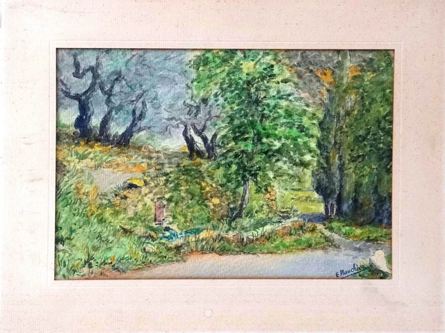 ANCIEN TABLEAU AQUARELLE paysage de Provence fauviste signé E.Planchier EUR 10,00 - PicClick FR
