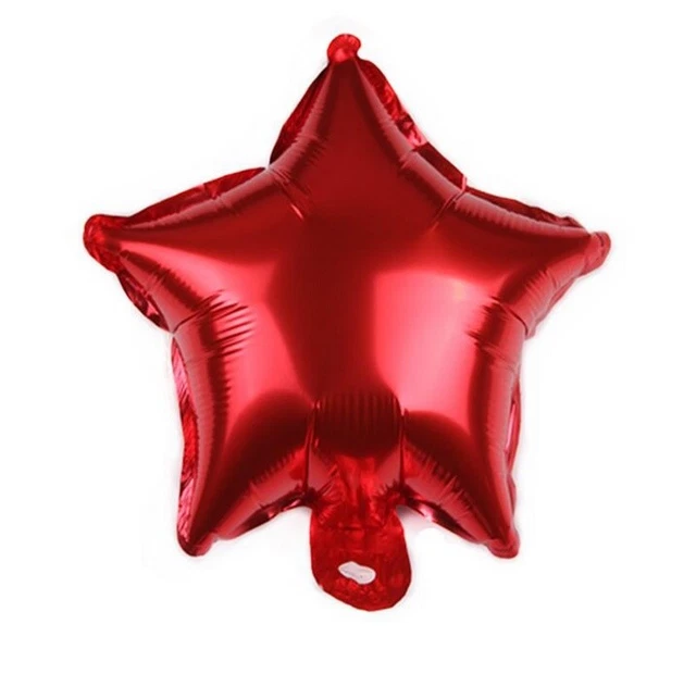 10 INCH STAR Foil Balloon RED set of 5 Mini Star Shaped Balloons Party ...