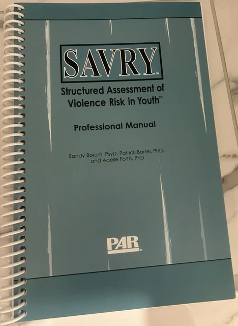 SAVRY ASSESSMENT MANUAL + Rating Form $190.00 - PicClick AU