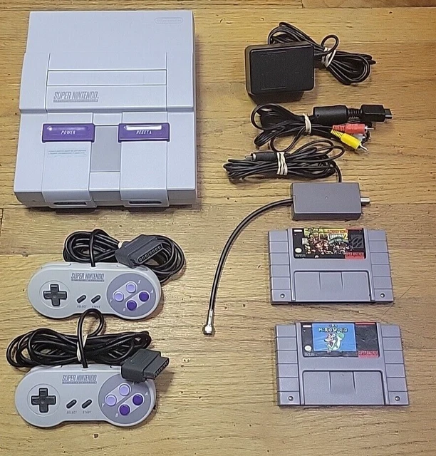 SUPER NINTENDO SNES Console w/ OEM Controllers + w/ Mario World ...