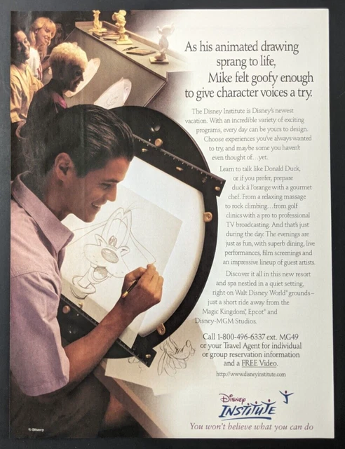 DISNEY INSTITUTE PRINT Ad Poster Art PROMO Original Walt World Pluto ...