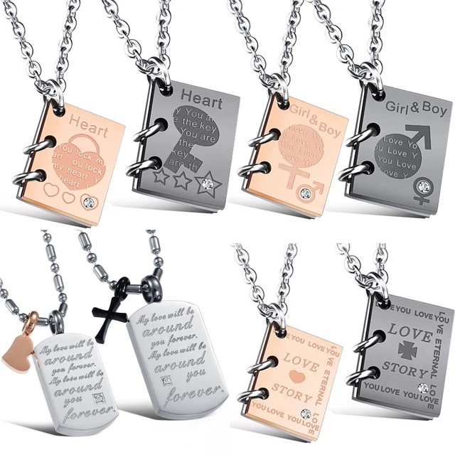 2X FREUNDSCHAFT PARTNER Ketten + Anhänger Edelstahl Geschenk Buch Bücher Tafeln EUR 15,99 ...