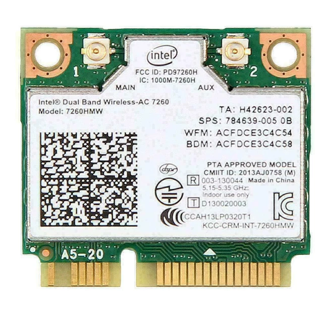 INTEL WIRELESS-AC 7260HMW Network Card Half Mini PCIe Wifi J9K Card ...