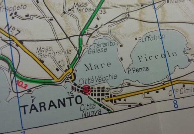 ZWEITER WELTKRIEG US-ARMEE Karte von TARANTO (Marinestützpunkt), BARI ...