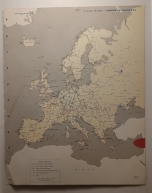 VINTAGE EUROPEAN HIGHWAYS Map from a 1967 Mid-Century Modern World Book ...