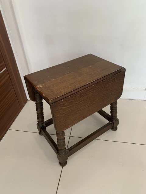 VINTAGE HARDWOOD SMALL Drop Leaf Table 18 Inch Tall £35.00 - PicClick UK