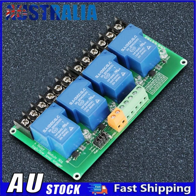 4 CHANNEL RELAY Module 30A 5V 12V 24V for PLC Automation Control (4 ...