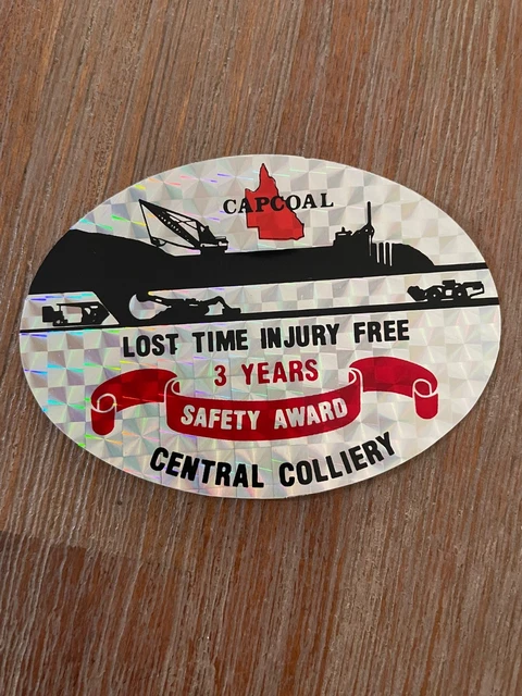 CAPCOAL CENTRAL COLLIERY 8 Year Safety Award - Orange MINING STICKER $3 ...