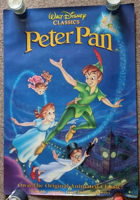 RARE PETER PAN Home Video Poster Walt Disney Classics 1993 Family ...