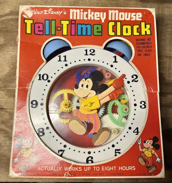 WALT DISNEY’S VINTAGE Mickey Mouse Tell-Time Clock in Box. Complete and ...