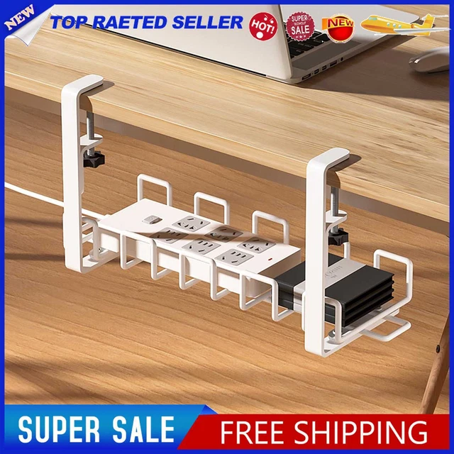 UNDER DESK CABLE Tray - Socket Cord Rack Cable Management (40cm White ...
