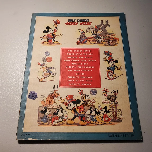 VINTAGE 1930S WALT DISNEY’S MICKEY MOUSE BOOK 973 LINEN LIKE FINISH £ ...
