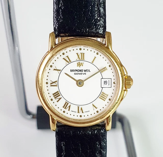 VINTAGE RAYMOND WEIL Dress Watch Swiss Made Ladies 18k Gold Plated New ...