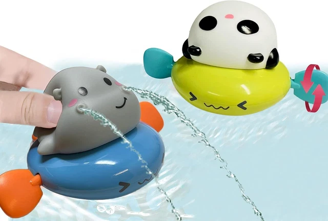 TODDLER BATHTOYS WIND-UP Swimming Hippo & Panda Baby Bathtub & Pool ...