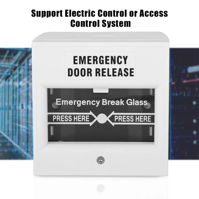 EMERGENCY DOOR RELEASE Fire Alarm Security Glass Break Alarm Button ...