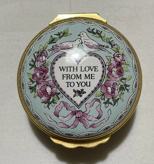 HALCYON DAYS ENAMELS Trinket Box 'With Love From Me To You' Valentine's ...