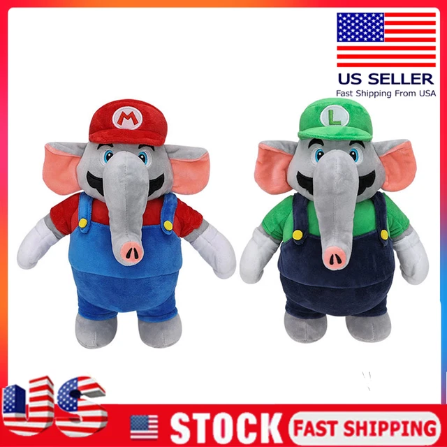 2X SUPER MARIO Bros Wonder Plush Elephant Luigi Mario Stuffed Toy Doll ...