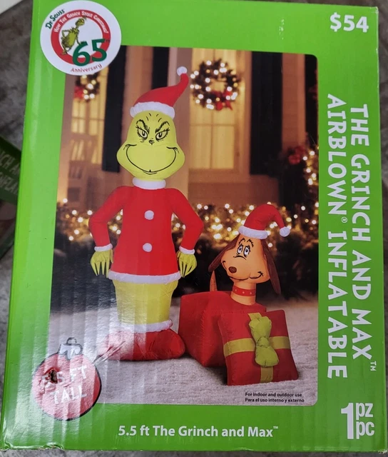DR. SEUSS THE Grinch and Max Airblown Inflatable 5.5ft 65th Anniversary ...