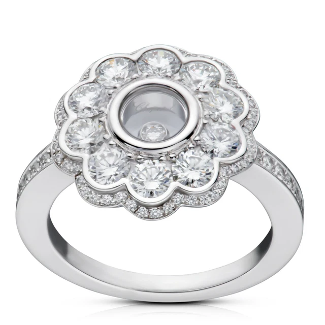 CHOPARD HAPPY DIAMANTS or Blanc & Diamants Bague Fleur 82/6569 Tout ...