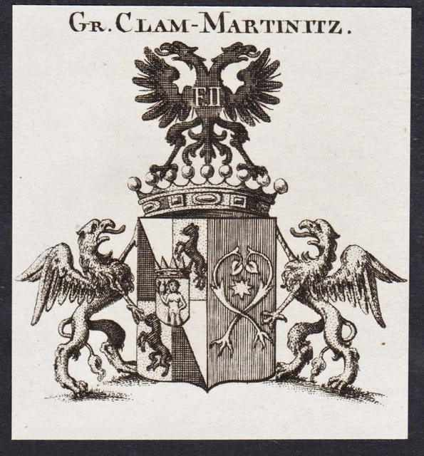CLAM-MARTINITZ WAPPEN COAT of arms Adel Heraldik Kupferstich 1820 EUR ...