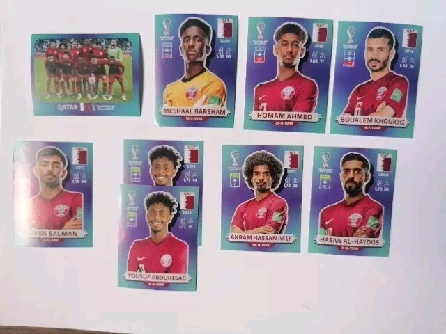 9 STICKER FUSSBALL-WM 2022 QATAR TEAM QATAR NR. 1,4,5,9,11,2x15,16,18 ...