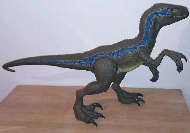 JURASSIC WORLD DINOSAUR Super Colossal Velociraptor Blue Figure Giant ...