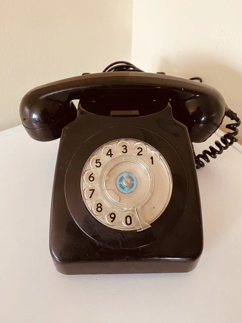 VINTAGE BRITISH TELECOM Black Rotary Retro Dial Telephone 746 GNA 79/2 ...