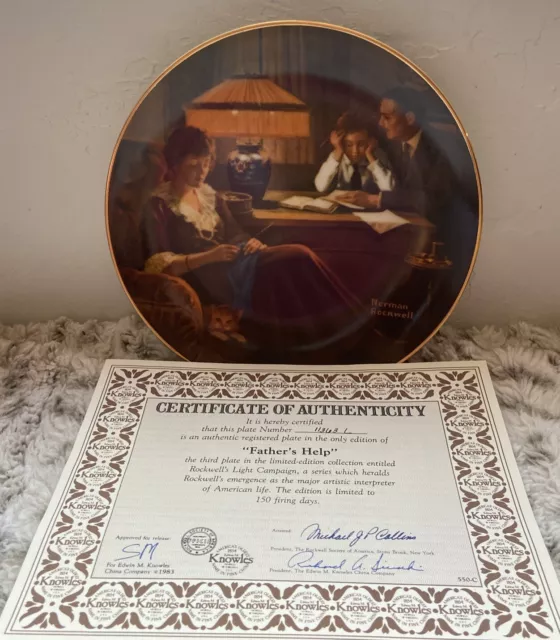 NORMAN ROCKWELL “FATHER’S Help” Collector Plate Knowles 1983 Vintage ... NORMAN ROCKWELL “FATHER’S Help” Collector Plate Knowles 1983 Vintage ...