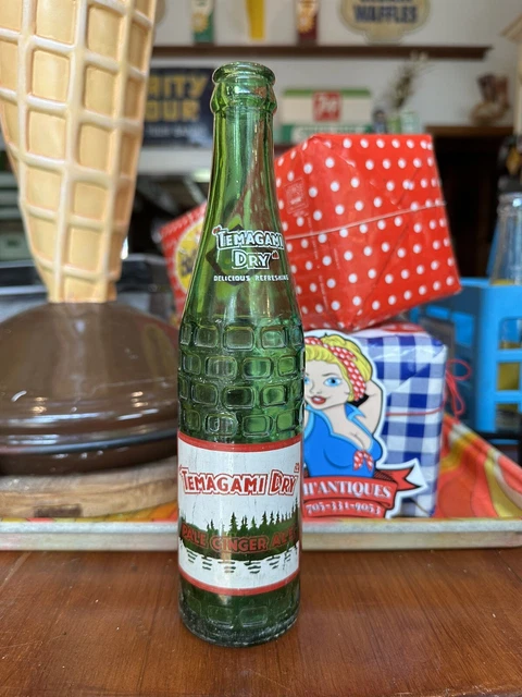 VINTAGE ACL SODA Bottle: green TEMAGAMI DRY of CANADA 10 fl oz ACL $17. ...