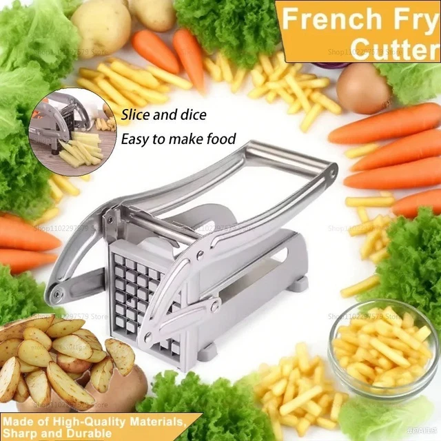 POTATO CHIPPER FRENCH Fries S/S Slicer Chip Cutter Chopper & 2 Blade UK ...