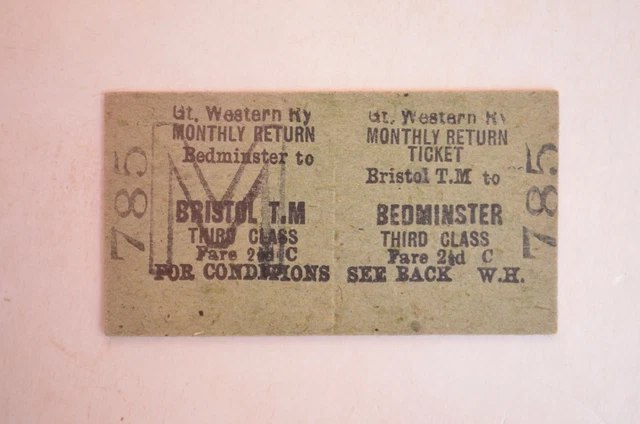 RAILWAY TICKET GWR Bedminster to Bristol T.M. 3rd £5.00 - PicClick UK
