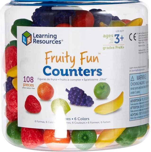 LEARNING RESOURCES FRUITY Fun Counters Sorting Toy Set of 108 - SEE ...