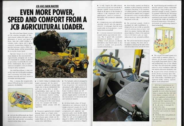 JCB 414S FARM Master 6 Page Foldout Type Brochure 3/96 £17.28 - PicClick UK