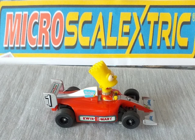 MICRO SCALEXTRIC BART Simpson F1 Car Kwik-E-Mark 1:64 12V Tested ...