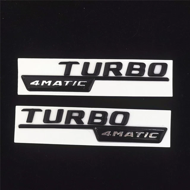 PAIR MATTE BLACK TURBO 4MATIC Metal Sticker Emblem Badge Decal AMG ...