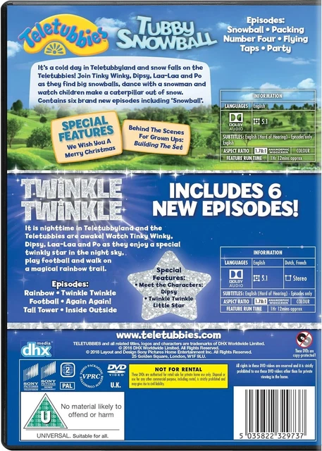 TELETUBBIES TUBBY SNOWBALL & Twinkle Twinkle BBC Children's DVD New ...