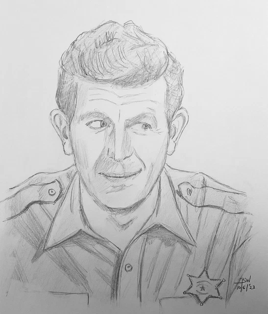 ANDY GRIFFITH SHOW PENCIL DRAWING 11x14 ANDY & BARNEY ORIGINAL PORTRAIT ...
