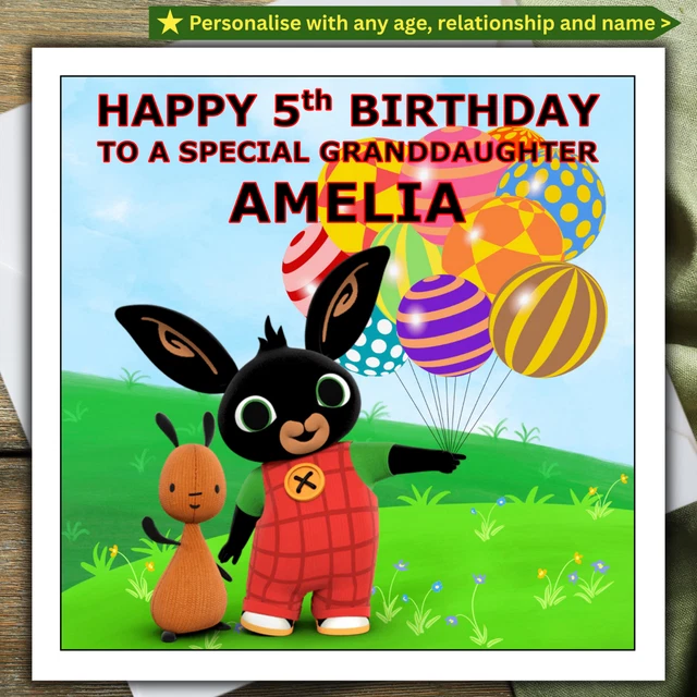 BING BIRTHDAY CARD personalised AGE RELATIONSHIP NAME £3.50 - PicClick UK