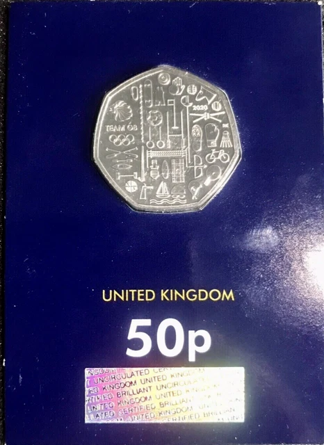 2020 TOKYO OLYMPIC Games Team GB 50p Coin DATED 2020 Change Checker BU ...