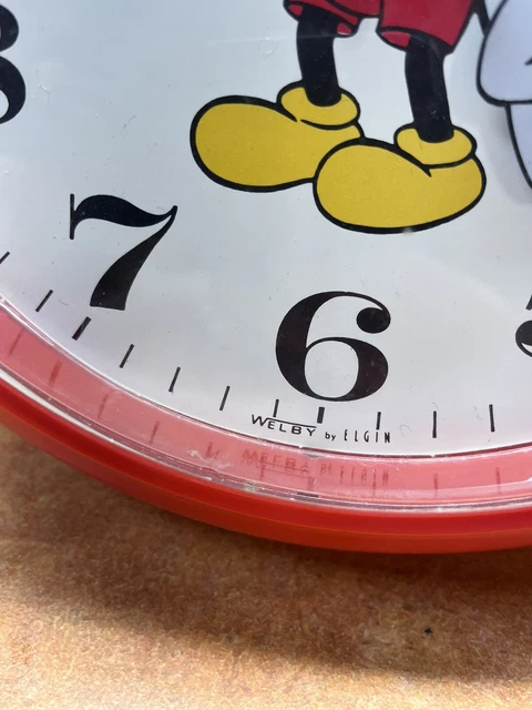 WALT DISNEY STOP Watch Style Mickey Mouse Wall Clock Welby by Elgin ...