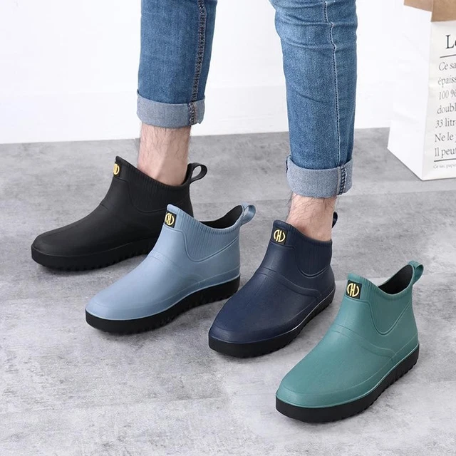 MENS RAIN SHOES Wellington Garden Fishing Wellies Waterproof Short ...