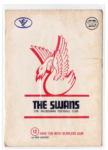 SCANLENS 1973 VFL Footy Card Sticker South Melbourne Swans Emblem ...