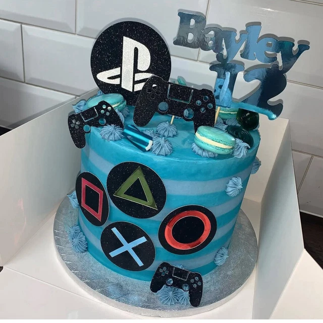 PLAYSTATION PS5 PS4 gaming Cake Topper Set personalised name and age £ ...