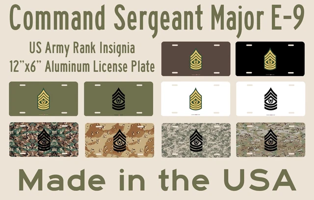 US ARMY COMMAND Sergeant Major E-9 Rank Insignia 12"x6" Aluminum ...