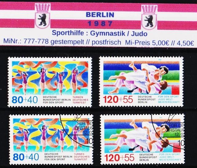 BERLIN 1987 MINR: 777-778 postfrische+gestempelte Ausgabe Für den Sport ...
