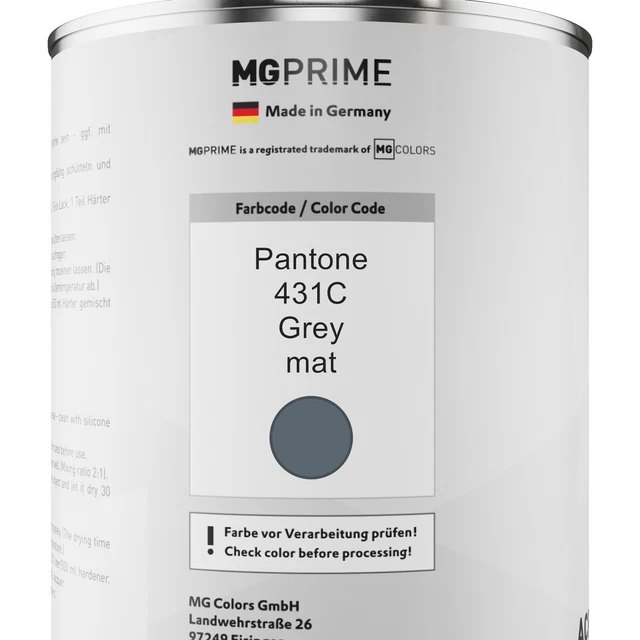 PANTONE 431C GREY mat peinture acrylique 1,5 Litres 1500 ml durcisseur ...