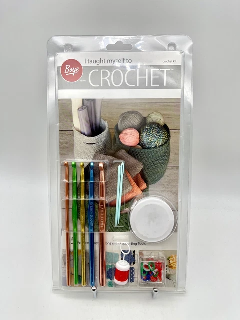 2022 BOYE I Taught Myself To Crochet Project Kit + 4 in 1 Blocking ...