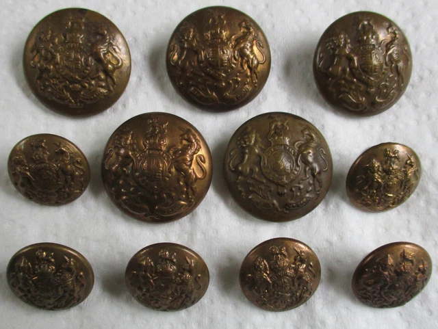 SET 11X BRITISH Army:"GENERAL SERVICE BRASS BUTTONS" (23mm-17mm, WW1 ...